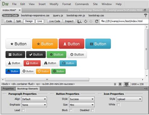 Bootstrap Elements Features Part 2 Buttons Images Icons Pagination DMXzone COM