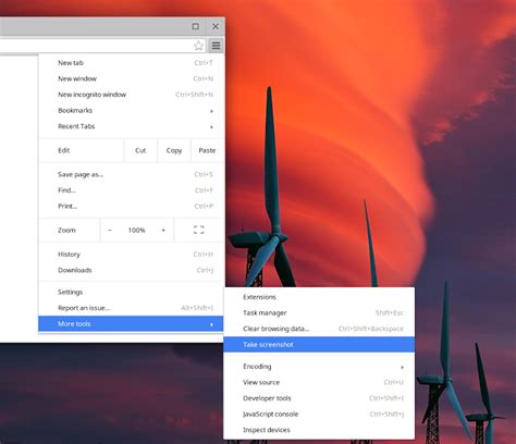 “take screenshot” option added to menu in chrome os dev the daily net