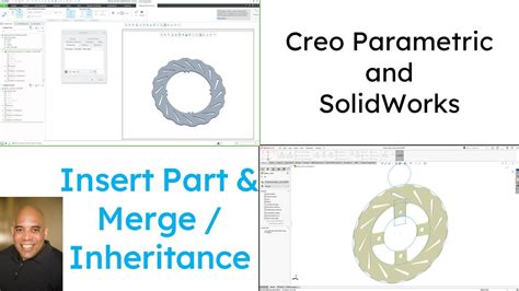 SolidWorks - Creo Parametric Comparison - Insert Part and Merge / Inheritance - YouTube
