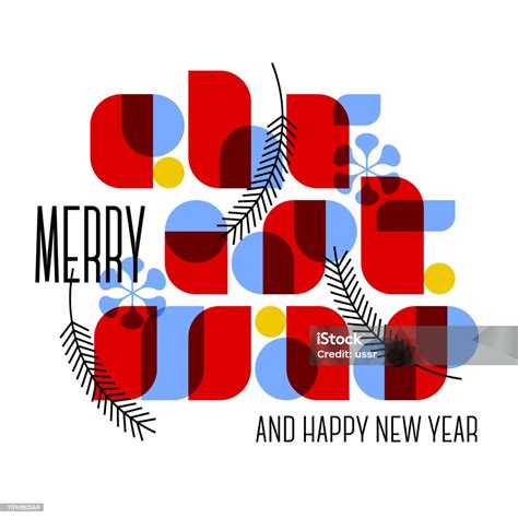 추상 문자에 전나무 나무 가지와 복고풍 눈송이 우아한 크리스마스 엽서 모던 양식에 대한 스톡 벡터 아트 및 기타 이미지 모던 양식 크리스마스 크리스마스 카드 Istock