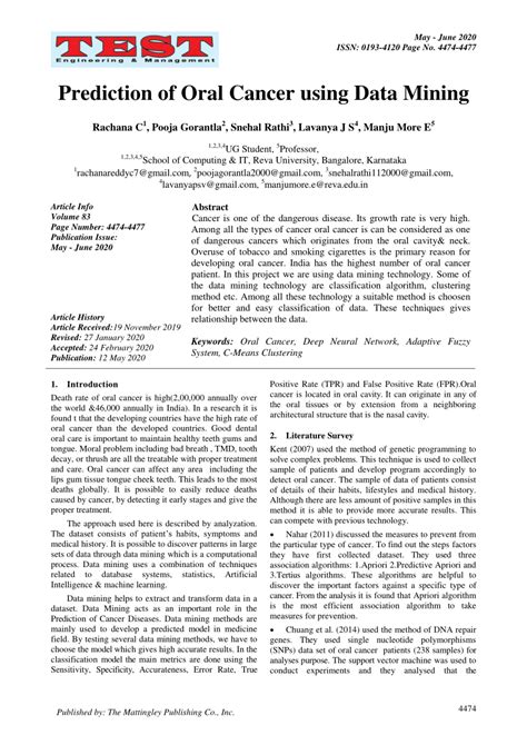 Pdf Prediction Of Oral Cancer Using Data Mining