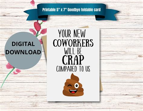 Printable Going Away Card For Coworker Or Boss Funny Going Away T