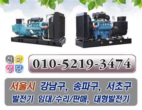 서울시 강남구 송파구 서초구 발전기임대 발전기수리 발전기판매 대형발전기
