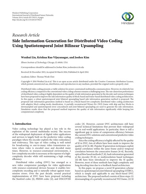 pdf side information generation for distributed video coding using