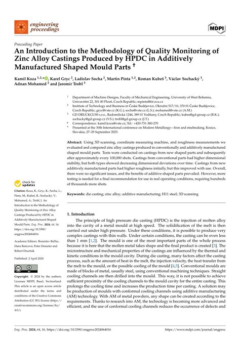 Pdf An Introduction To The Methodology Of Quality Monitoring Of Zinc Alloy Castings Produced