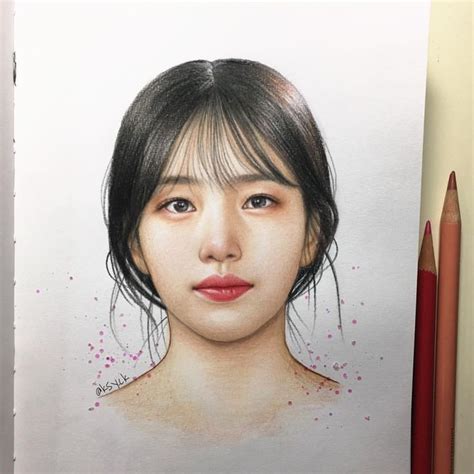 사람에 있는 💟님의 핀 그림 색연필 그림 초상화 그리기
