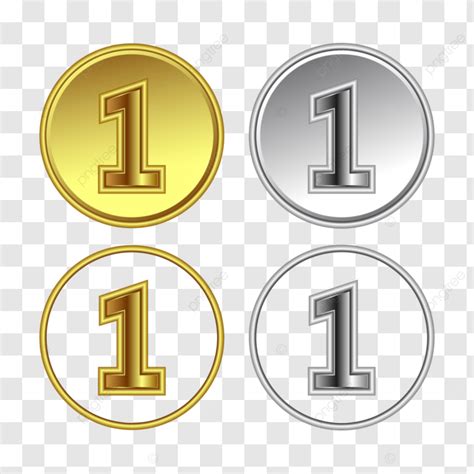 Number 1 Button Design Gold And Silver Color Style Vector Number 1