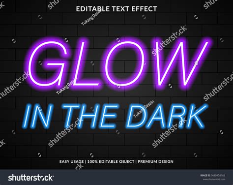 Glow Text Effect Template Glowing Type Stock Vector Royalty Free