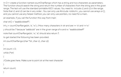In C Create A Function Named Countcharrange Which