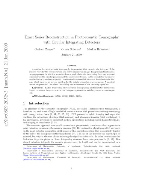 Pdf Exact Series Reconstruction In Photoacoustic Tomography With
