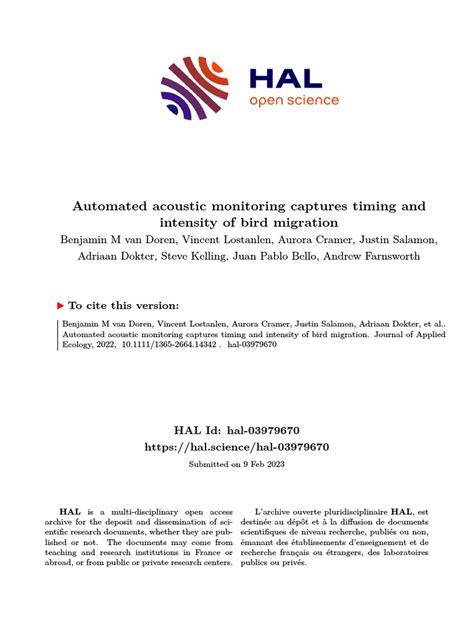 Automated Acoustic Monitoring Captures Timing And Intensity Of Bird