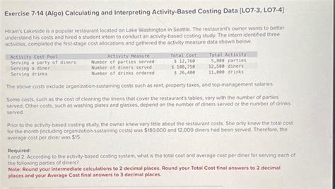 Solved Exercise Algo Calculating And Interpreting Chegg