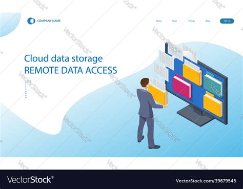 Isometric Cloud Data Storage Remote Access Vector Image
