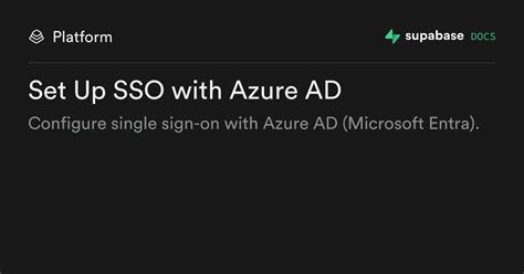 Set Up Sso With Azure Ad Supabase Docs