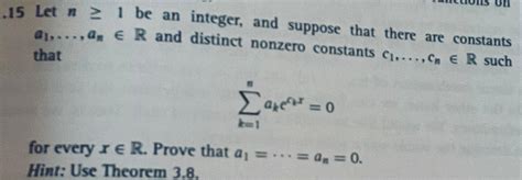 Solved 15 Let N≥1 Be An Integer And Suppose That There Are