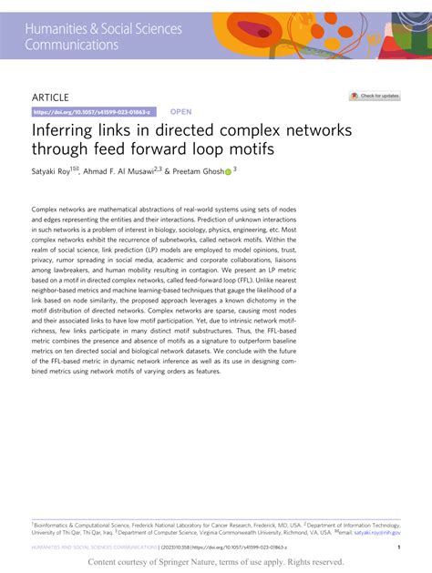 Pdf Inferring Links In Directed Complex Networks Through Feed Forward Loop Motifs