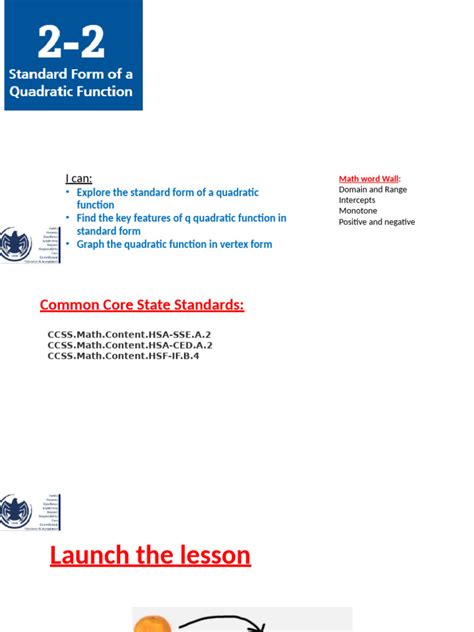 22 Standard Form Of Quadratic Function Pdf Function Mathematics