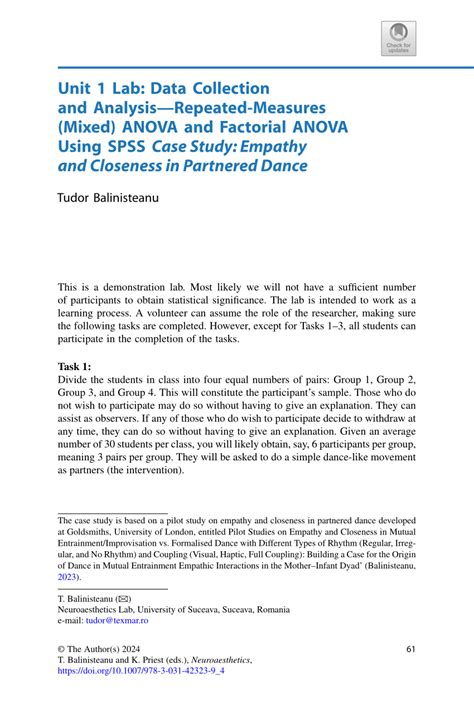 Pdf Unit 1 Lab Data Collection And Analysis—repeated Measures Mixed Anova And Factorial
