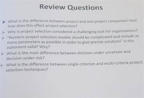 Solved Review Questions What Is The Difference Between Project