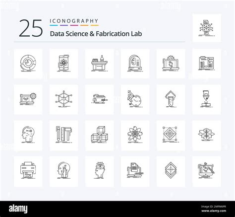 Data Science And Fabrication Lab 25 Line Icon Pack Including Future Ai Research Production