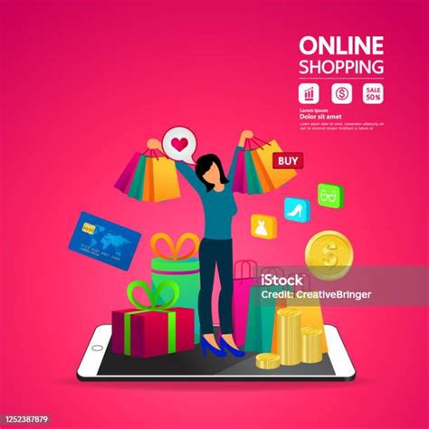 웹 사이트 또는 모바일 응용 프로그램 벡터 일러스트레이션에서 온라인 쇼핑 개념에 대한 스톡 벡터 아트 및 기타 이미지 개념