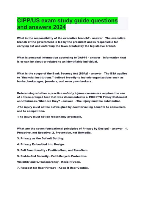 CIPP US Exam Study Guide Questions And Answers CIPP US Stuvia US