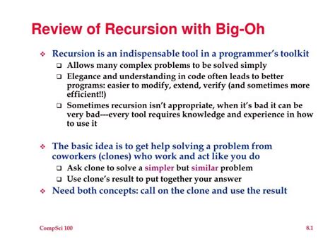 Ppt Review Of Recursion With Big Oh Powerpoint Presentation Free