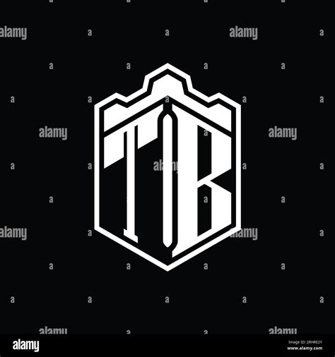 Tb Letter Logo Monogram Hexagon Shield Shape Crown Castle Geometric