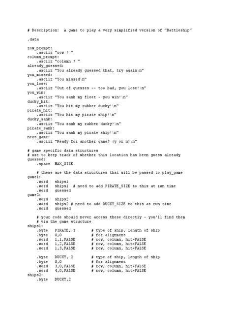 Code In Mips That Will Play Battleships Pdf Areas Of Computer