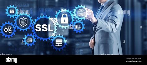 Ssl Businessman Pressing Virtual Screen Secure Sockets Layer Concept