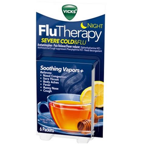 Vicks Night Flutherapy Severe Cold And Flu Honey Lemon Flavor Hot Drink Packets 6 Ct Kroger