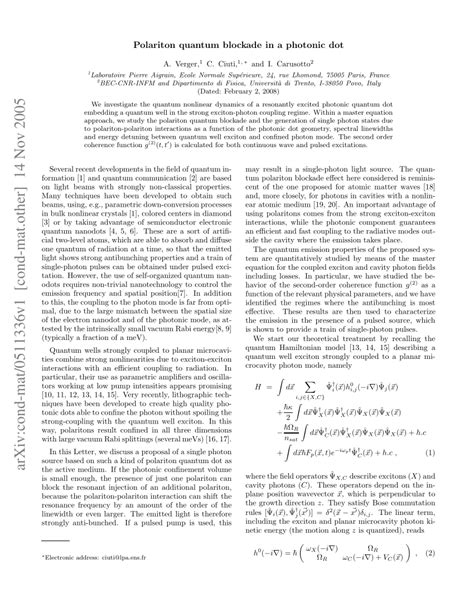 Pdf Polariton Quantum Blockade In A Photonic Dot