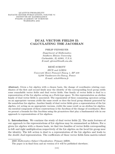 Dual Vector Fields Ii Calculating The Ja Pdf Field Mathematics