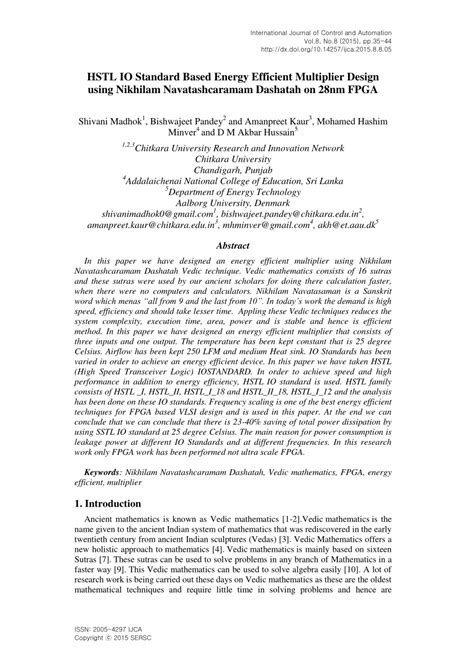 Pdf Hstl Io Standard Based Energy Efficient Multiplier Design Using Nikhilam Navatashcaramam