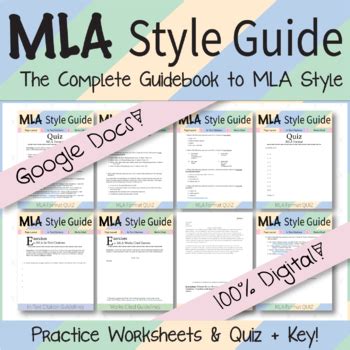 Google Digital MLA Style Guide Practice Worksheets Quiz TpT