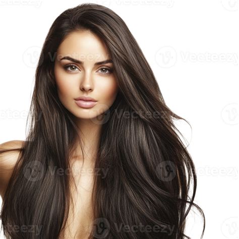 Beautiful Woman With Long Brown Glossy Hair 55661043 Png