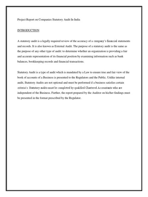 Statutory Audit Pdf Financial Audit Audit