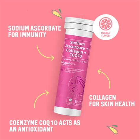 Nutrabliss Sodium Ascorbate Collagen Coq10 Coenzyme Q10 X 10