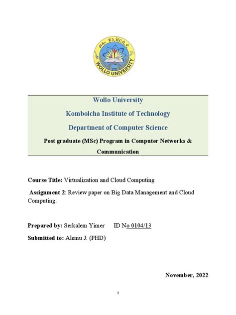 Review Paper On Big Data Management And Cloud Computing Pdf Apache Hadoop Big Data