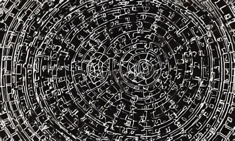 Black And White Complex Intricate Pattern Interlocking Circles And Lines Creating Visually