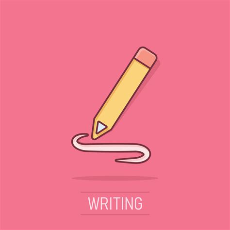 pencil notepad icon in comic style document write vector cartoon