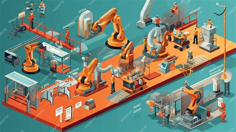 Premium Ai Image Infographic Of Assembly Line With Robotic Arms