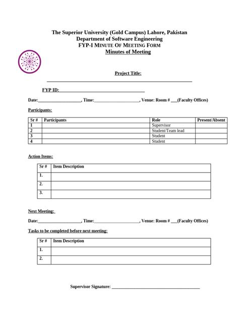 Minutes Of Meeting Form Pdf
