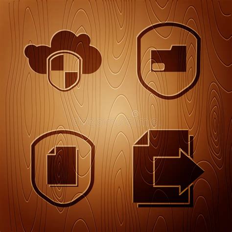 Set Next Page Arrow Cloud And Shield Document Protection Concept And Document Folder