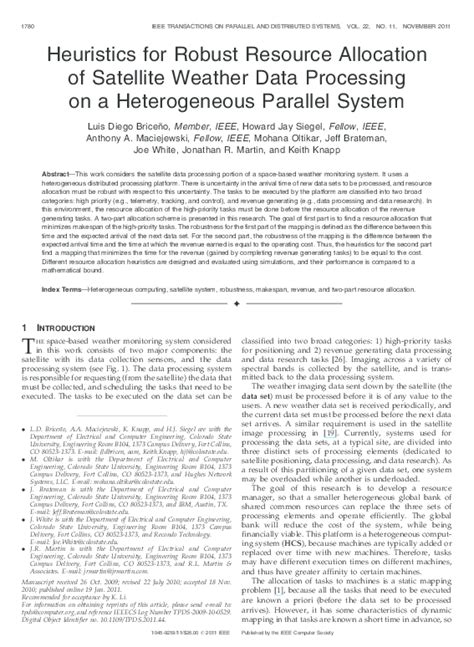 Pdf Heuristics For Robust Resource Allocation Of Satellite Weather
