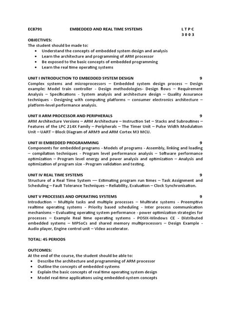 Ec8791 Erts Syllabus Pdf Embedded System Program Optimization