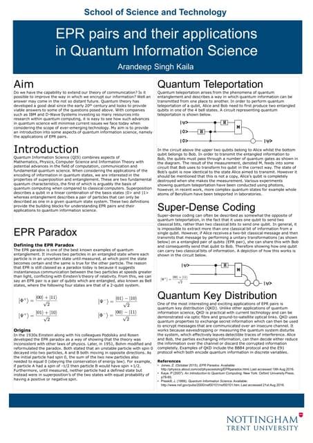 Epr Pairs And Applications Into Qis Poster Pdf Pdf Physics Science