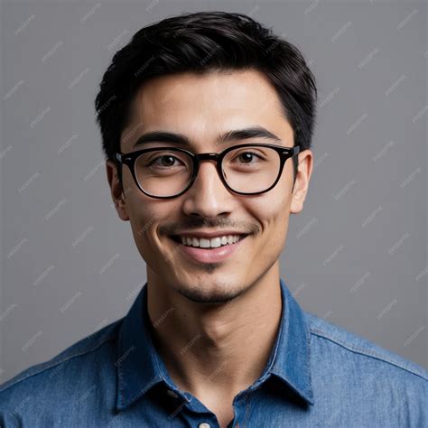 A Man Wearing Glasses And A Blue Shirt With A Smile On His Face