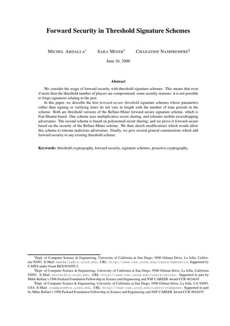 pdf forward secure threshold signature schemes