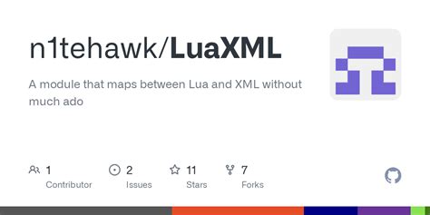 GitHub N Tehawk LuaXML A Module That Maps Between Lua And XML Without Much Ado